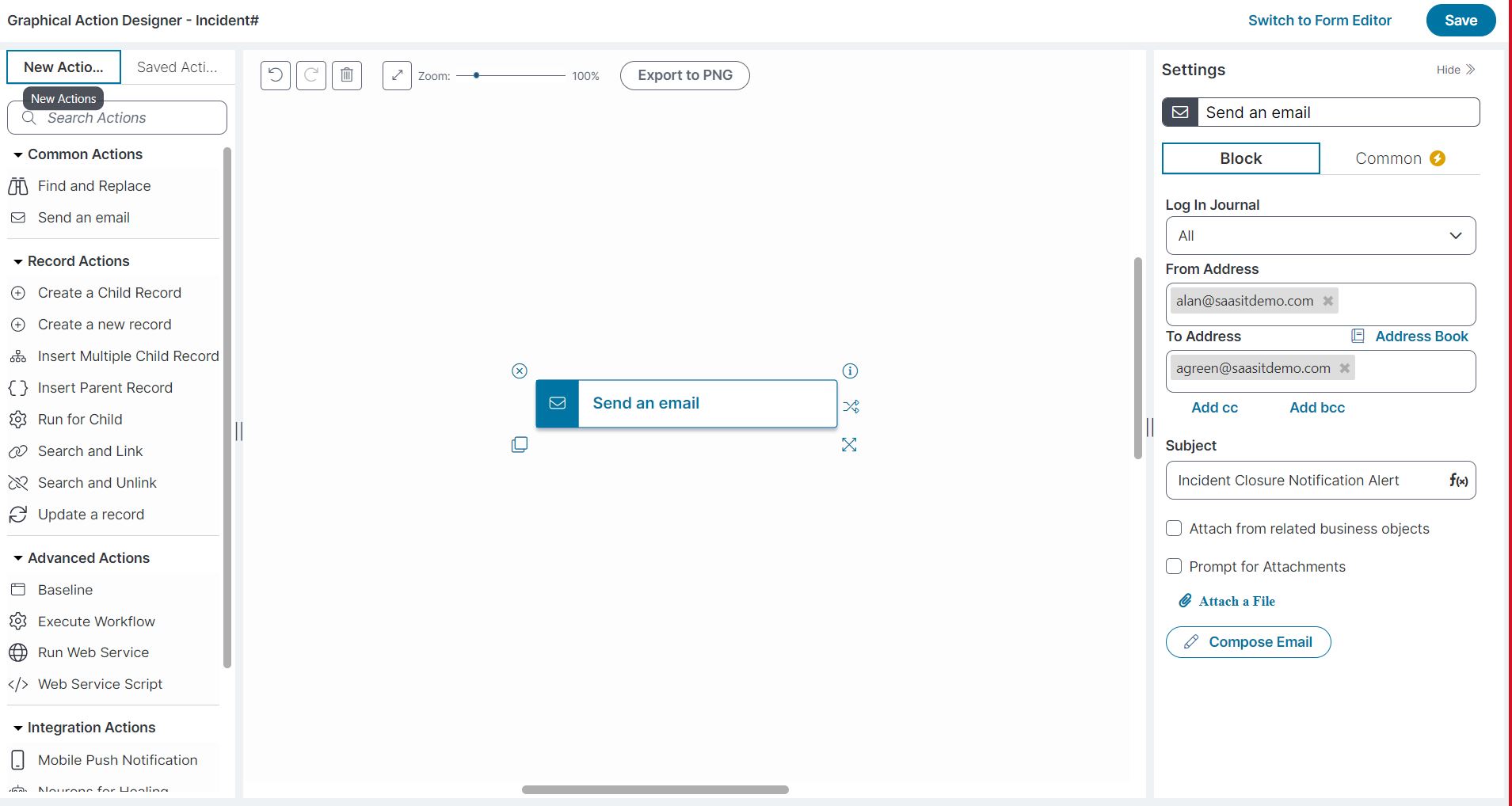 Example: Creating a Triggered Action Business Rule to send email notifications when an incident ...